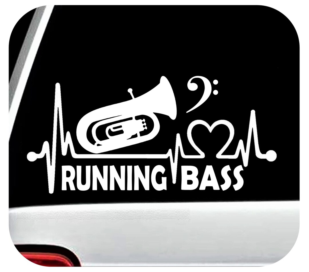 Custom Personalized Tuba With Bass Clef Heartbeat Decal Sticker for Car ...