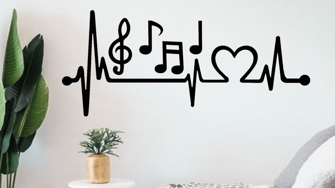 Music Notes Heartbeat Lifeline Wall Decal BG 495 - Etsy