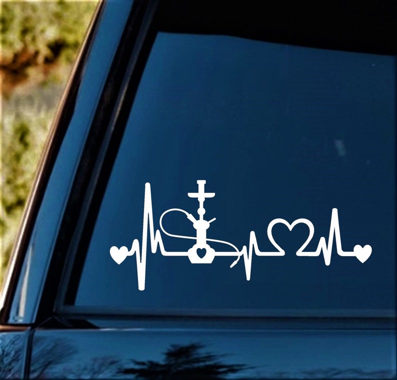Hookah Heartbeat Lifeline Decal Sticker for Car Window 8 Inch | Etsy