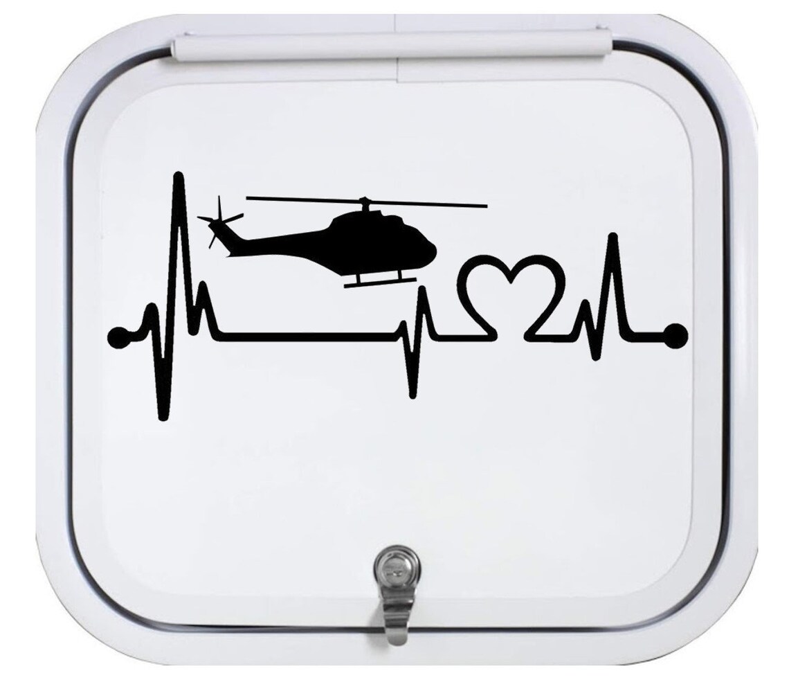 Helicopter Heartbeat Lifeline Decal Sticker Gift for - Etsy