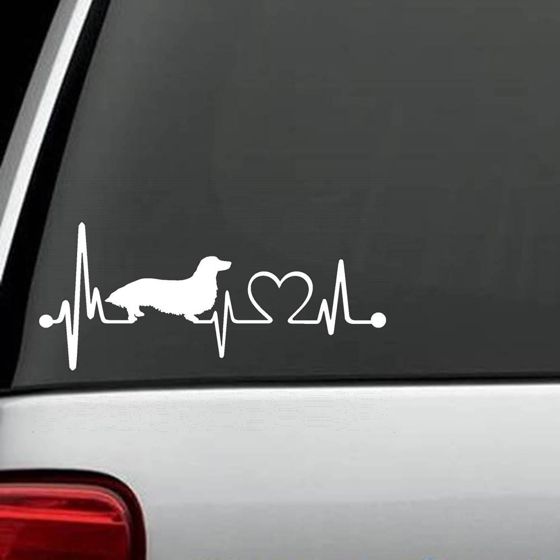 Long Haired Dachshund Heartbeat Dog Decal Sticker for Car - Etsy