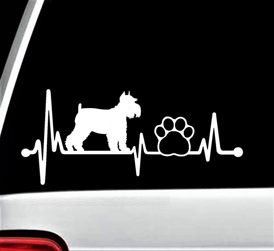 Schnauzer Decal Sticker for Car Window | Schnauzer Heartbeat Sticker ...