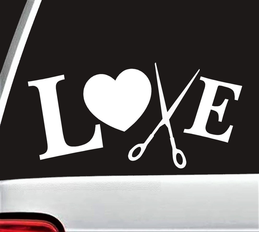 Love Heart Scissors HAIR STYLIST Hairdresser Hairstylist Decal Sticker ...