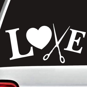 Love Heart Scissors HAIR STYLIST Hairdresser Hairstylist Decal Sticker ...
