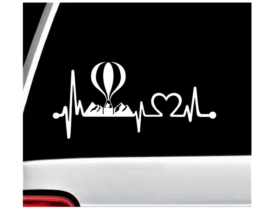 Hot Air Balloon Decal Sticker for Car Window Heartbeat Lifeline 8 Inch ...