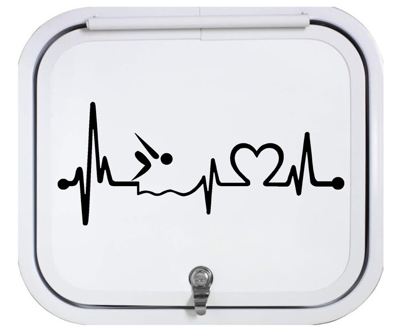 Diving Swimming Swimmer Heartbeat Lifeline Decal Sticker | Water Sports ...