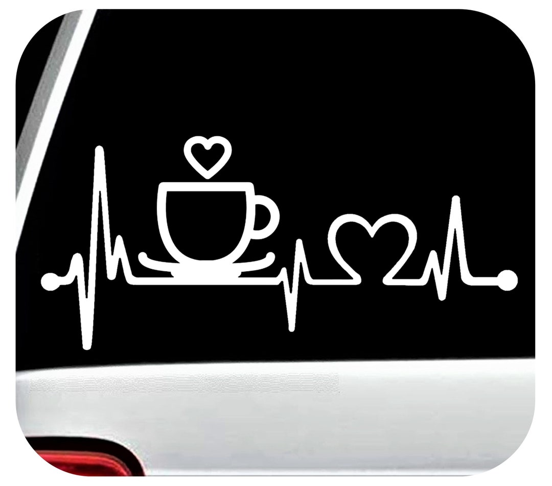 Coffee Lover Decal | Coffee Cup Heartbeat Lifeline Decal for Car Window ...