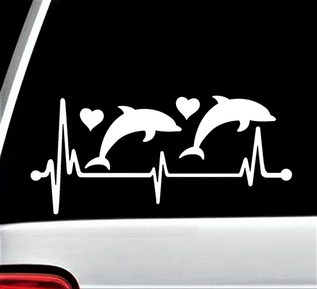 Dolphin Heartbeat Lifeline Decal Sticker for Car Window | Dolphin Decal ...