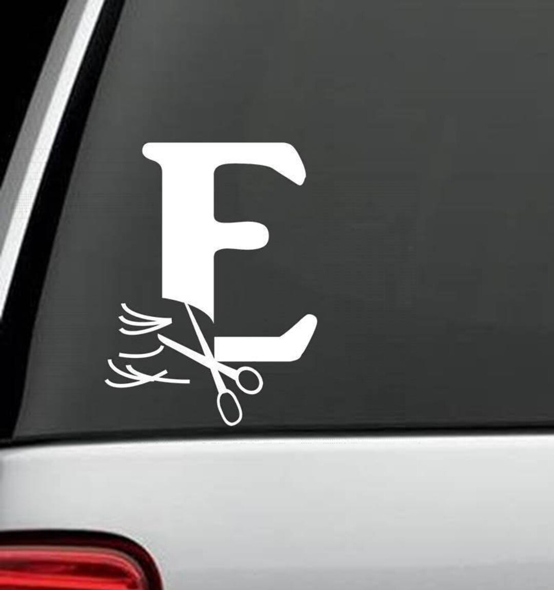 Letter E Scissors Hair Stylist Hairdresser Hairstylist Decal Sticker Gift Art Accessory A1015 - Etsy