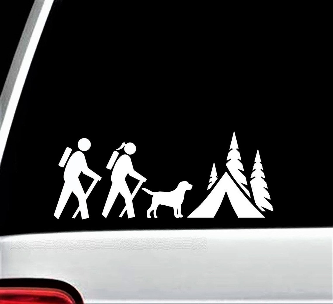 Hiking Camping Couple With Dog Camping Tent Decal Sticker for - Etsy