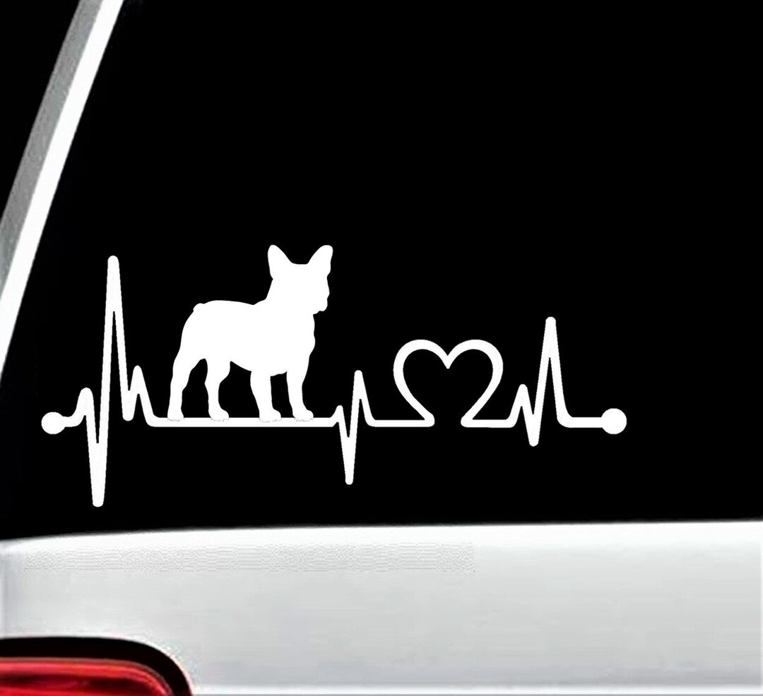 Frenchie Decal for Car | French Bulldog Frenchie Heartbeat Lifeline Dog ...