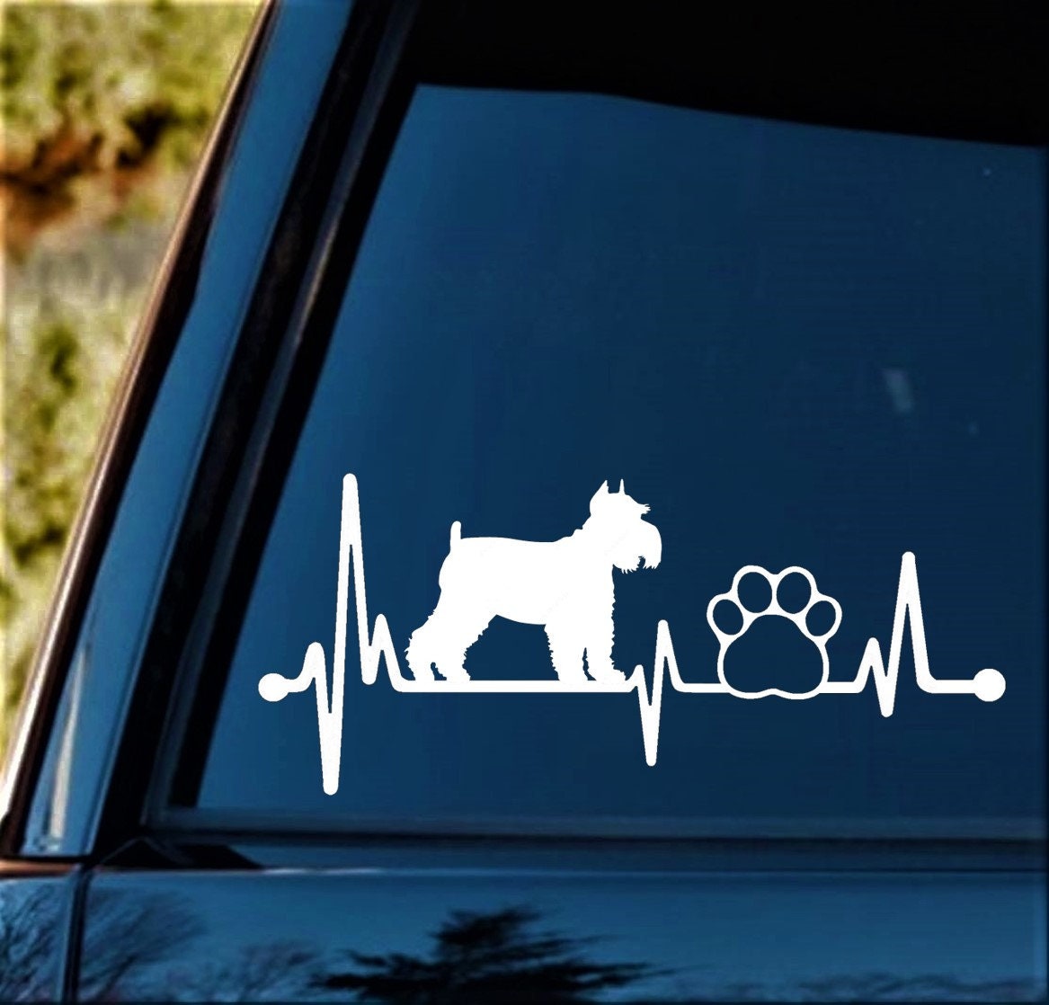 Schnauzer Decal Sticker for Car Window | Schnauzer Heartbeat Sticker ...