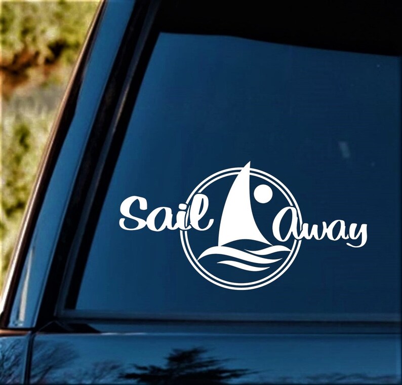 Sail Away Sailboat Decal Sticker for Car Window | BG 382 - Etsy