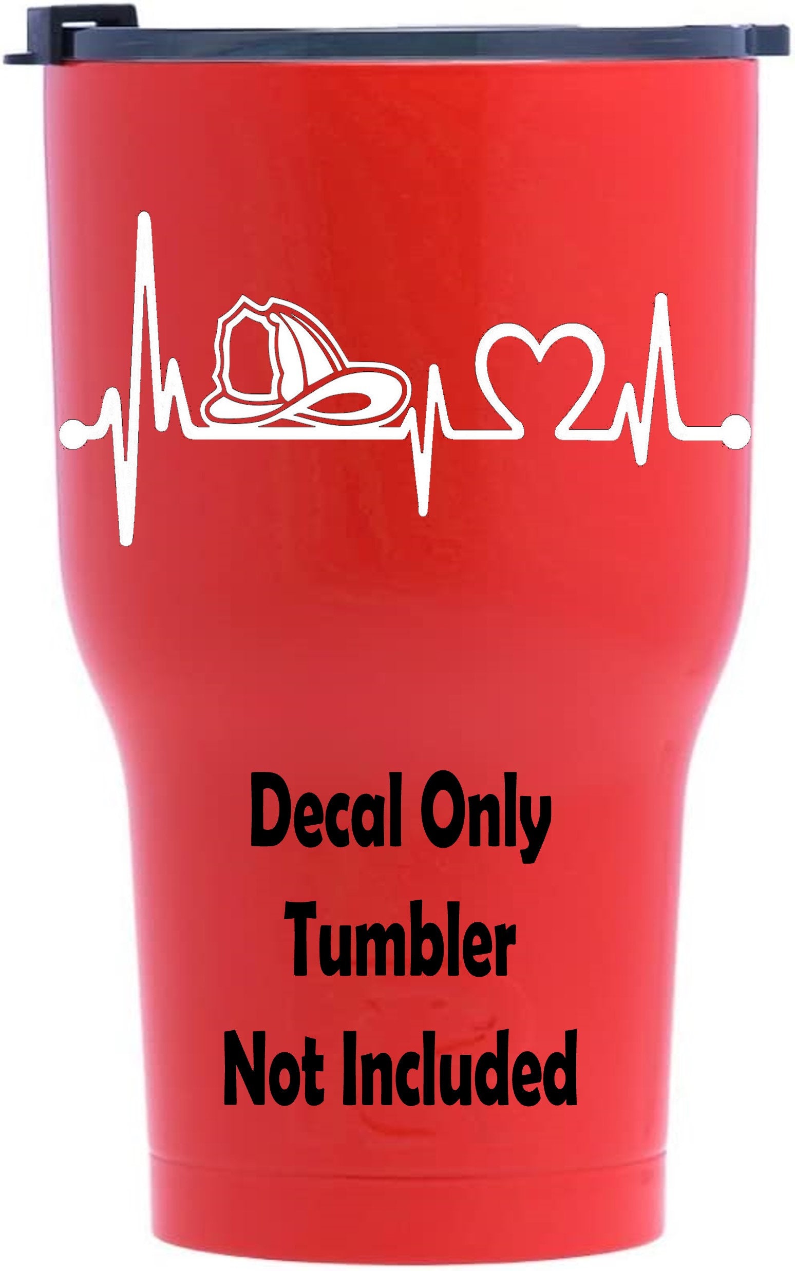 Firefighter Heartbeat Decal | Fireman's Helmet Heartbeat Lifeline ...
