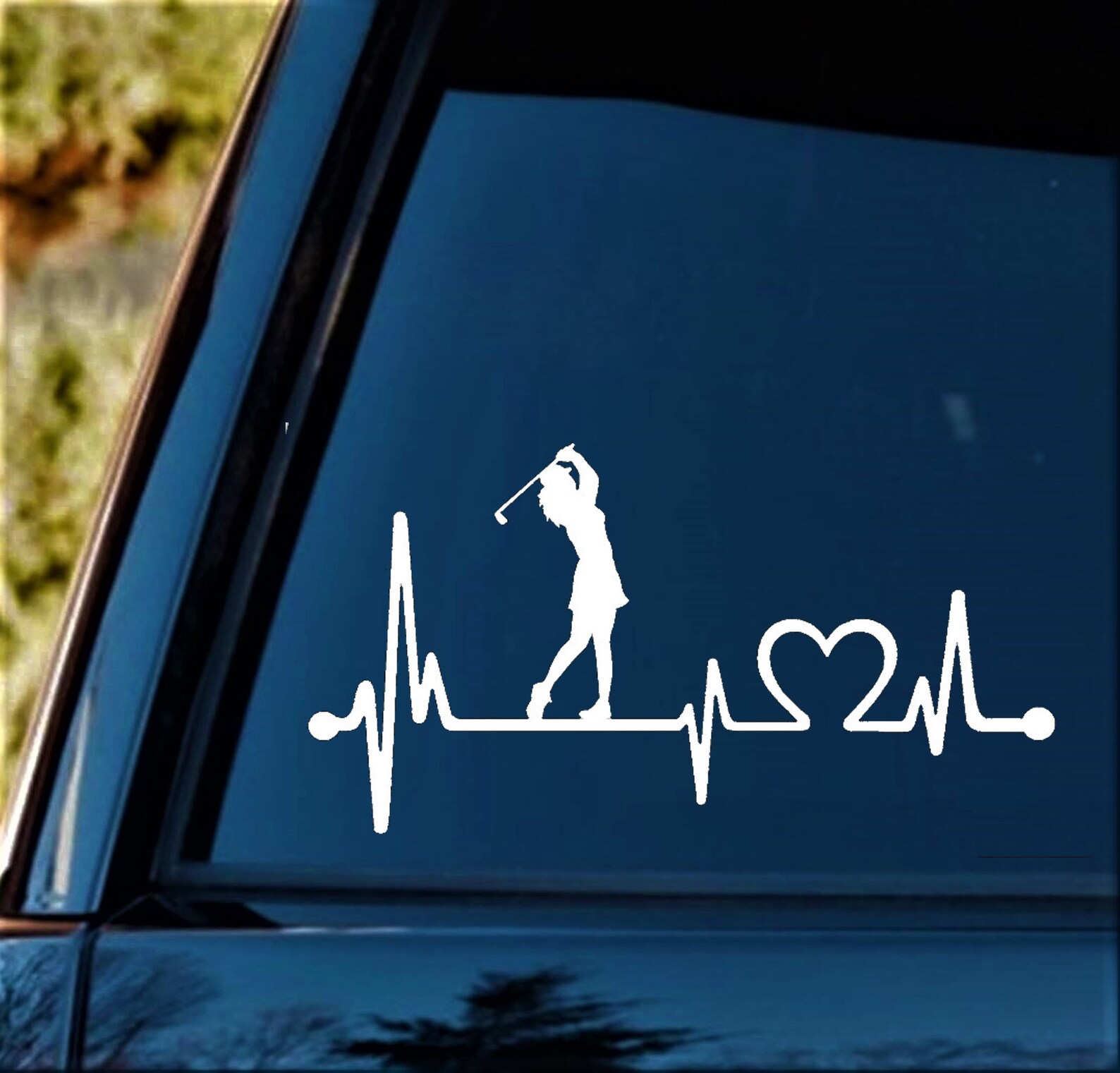 Golf Cart Decal Ladies Golf Decal for Car Window Heartbeat - Etsy