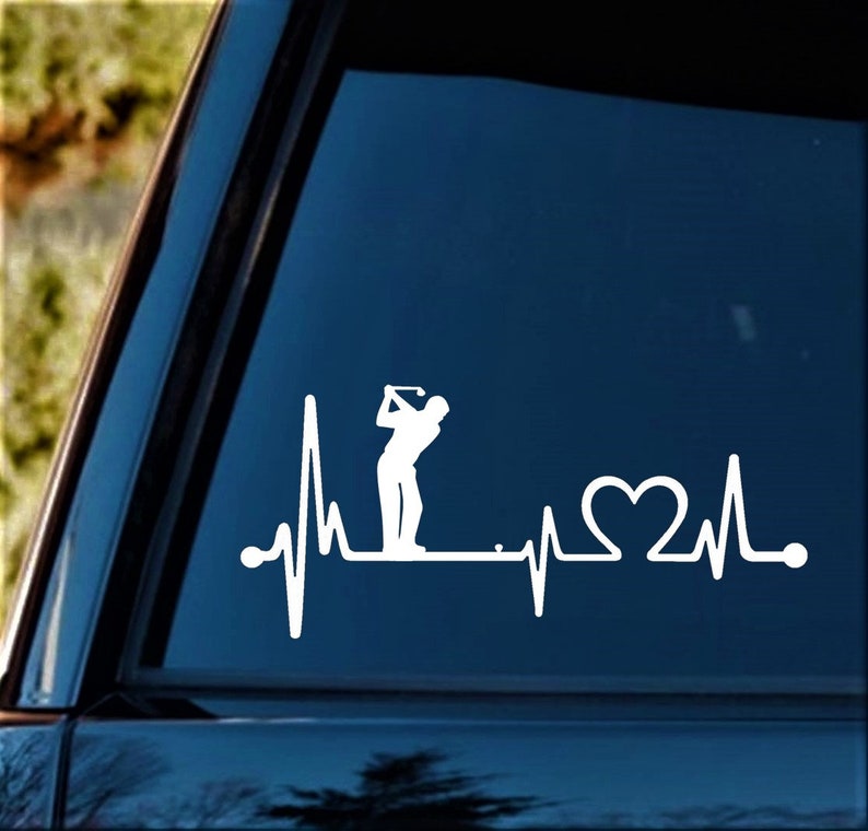 Golf Cart Guy Decal for Car Window Golfing Heartbeat - Etsy