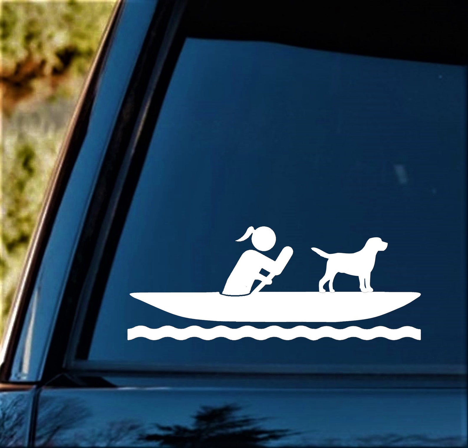 Kayak Decal | Kayak With Dog Decal Sticker for Car Window | Girl or Guy ...