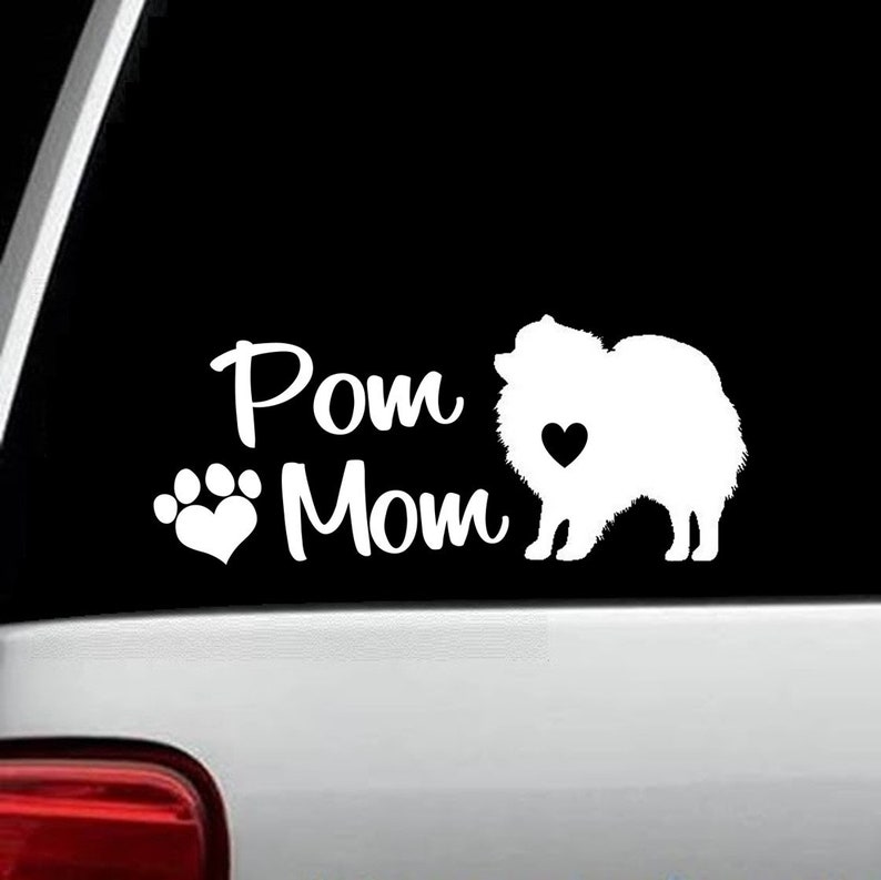 Pomeranian Pom Mom Heart Paw Decal Sticker for Car Window 8 Inch BG 297 ...