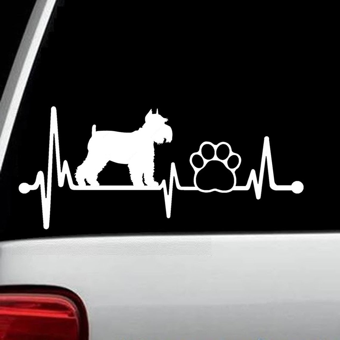 Schnauzer Decal Sticker for Car Window | Schnauzer Heartbeat Sticker ...