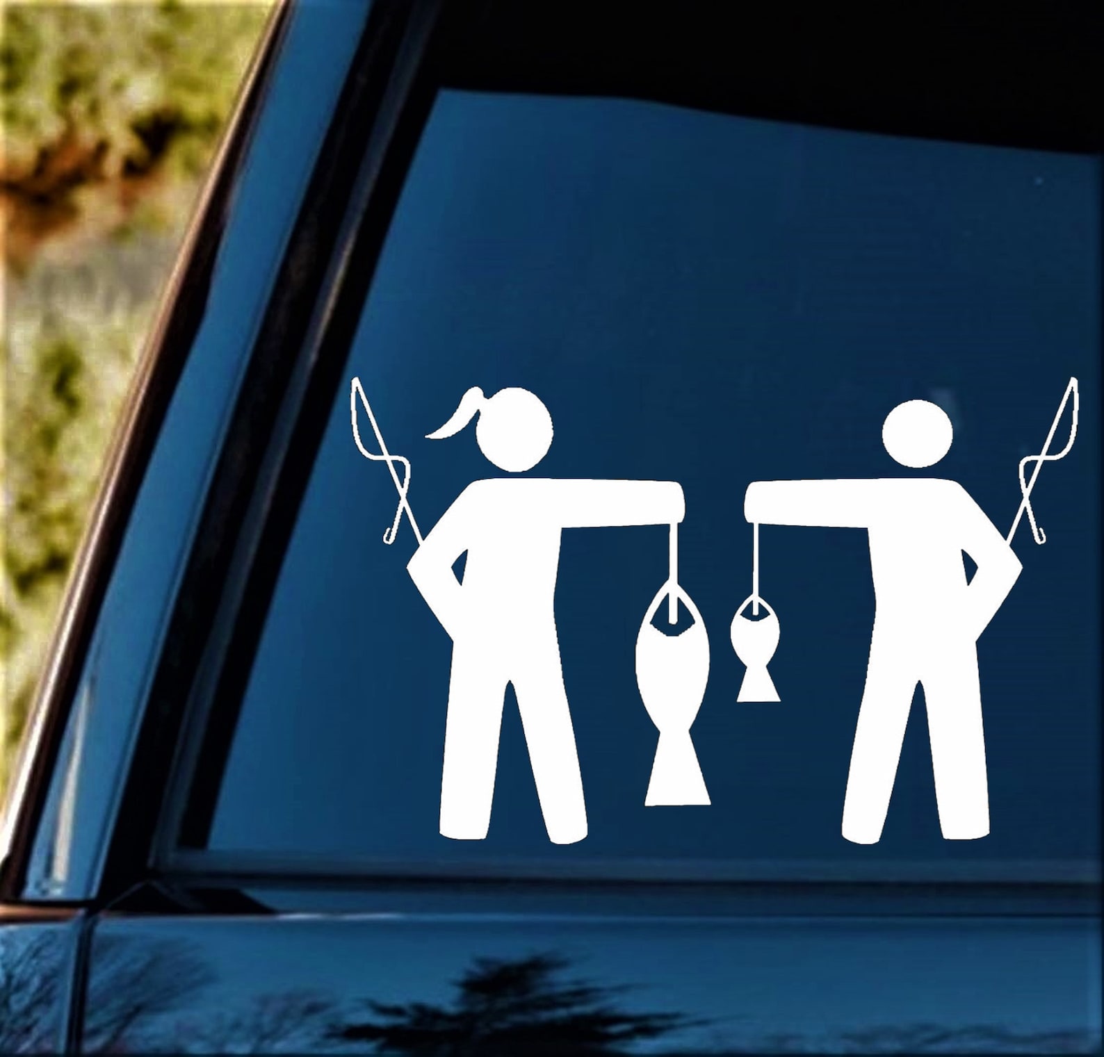 Girl and Guy Funny Fishing Vinyl Decal Sticker L1044 - Etsy