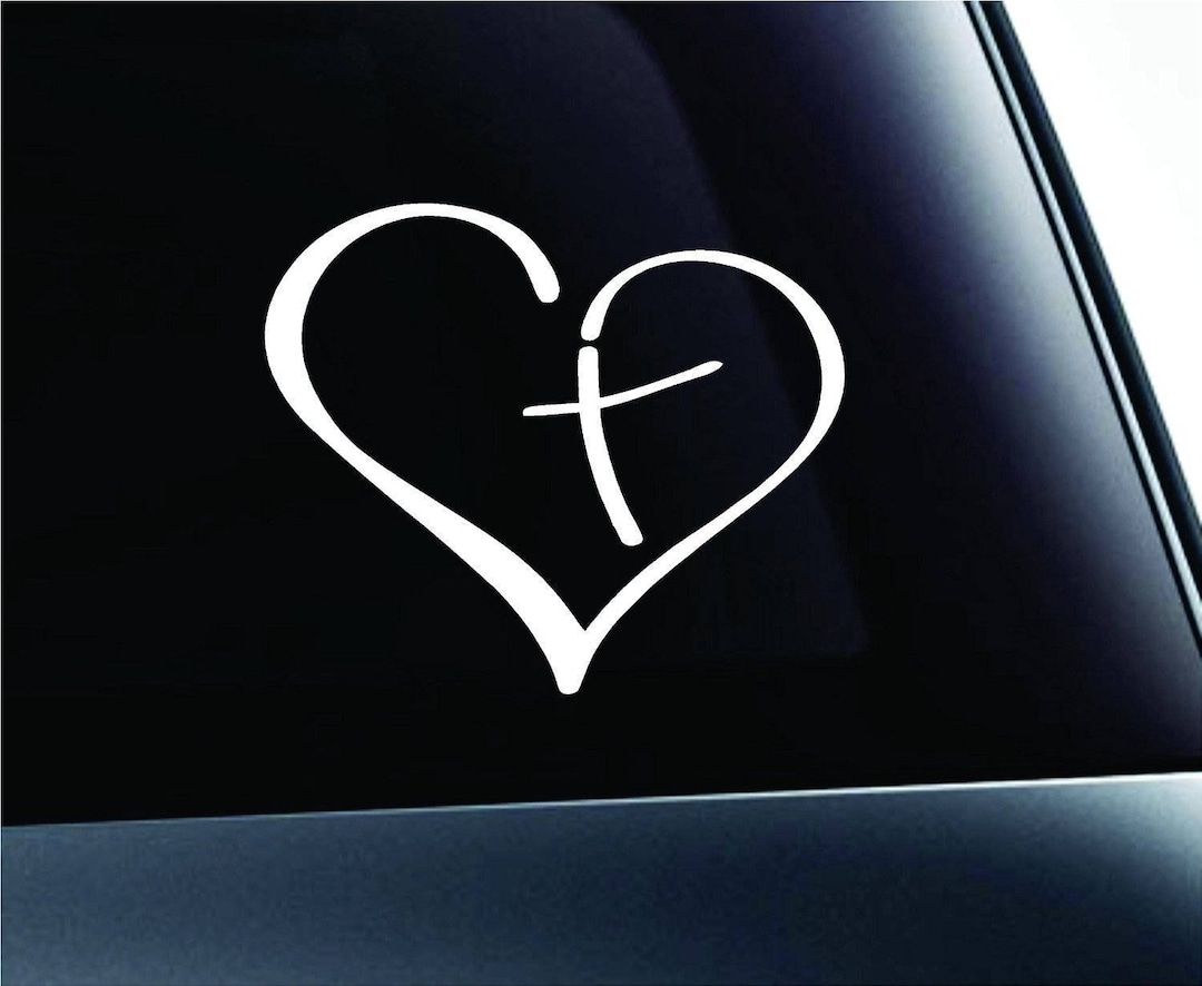 Heart Cross Christian Decal Sticker J1044 - Etsy