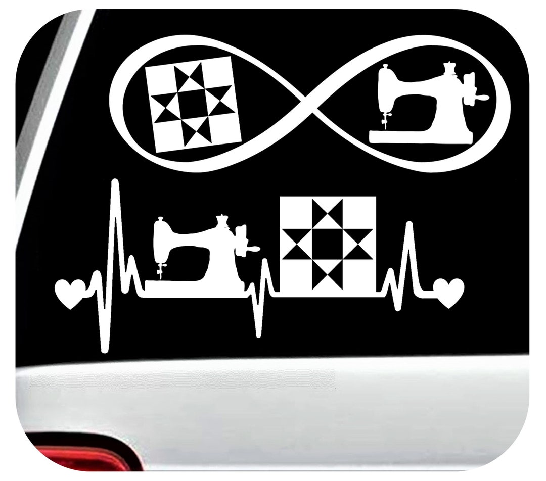 Sewing Machine Quilting Block Heartbeat Infinity Decal Sticker Set for ...