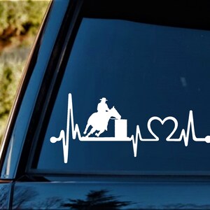 Barrel Racing Decal | Barrel Racing Rodeo Horse Heartbeat Decal Sticker ...