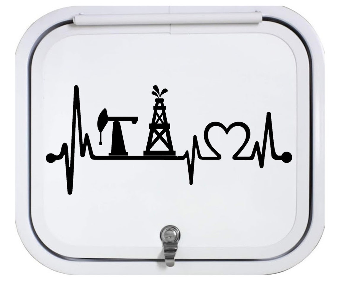 Oilfield Pumpjack Oil Rig Decal Sticker | Pumpjack Heartbeat Decal ...
