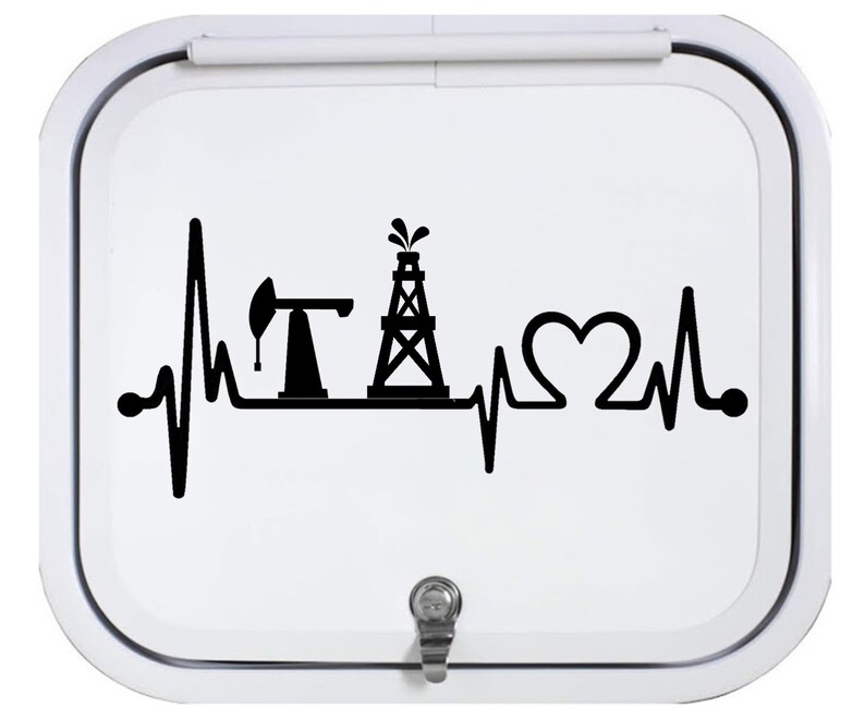 Oilfield Pumpjack Oil Rig Decal Sticker | Pumpjack Heartbeat Decal ...