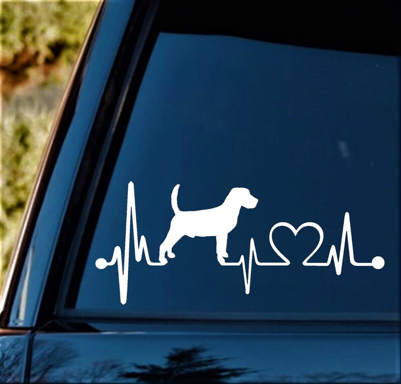 Beagle Decal for Car Window Beagle Heartbeat Dog Decal - Etsy