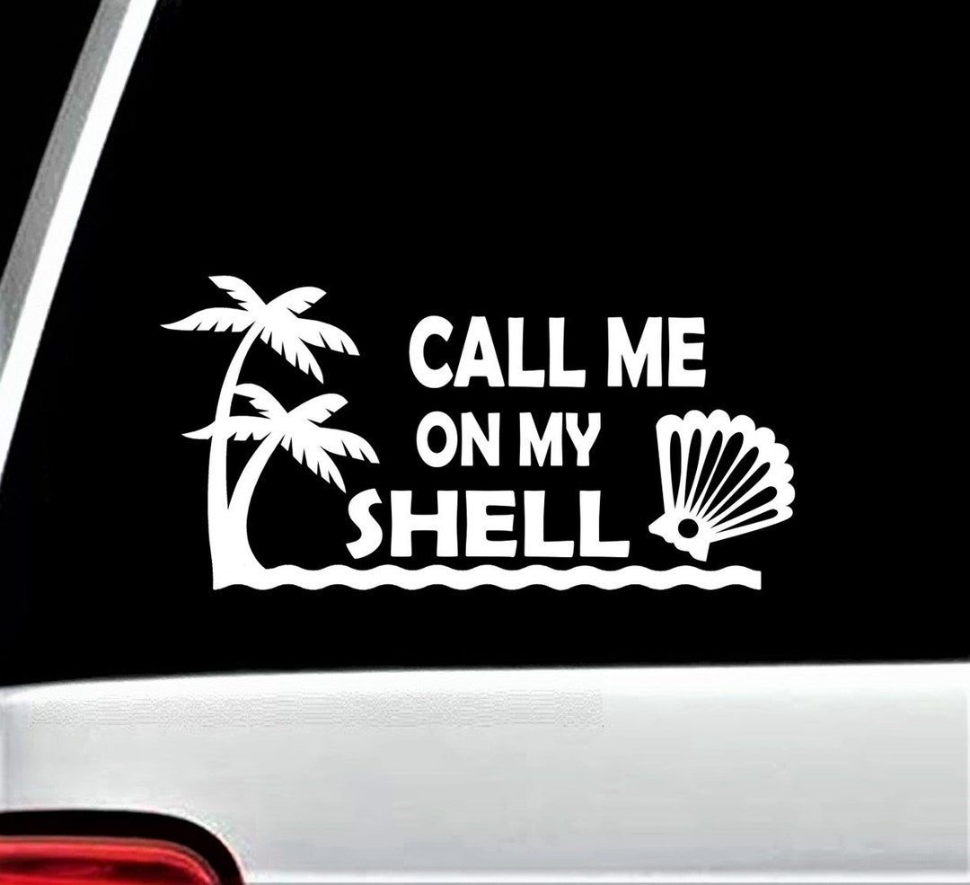 Call Me on My Shell Decal | Beach Lover Vacation Palm Tree Shell Decal ...