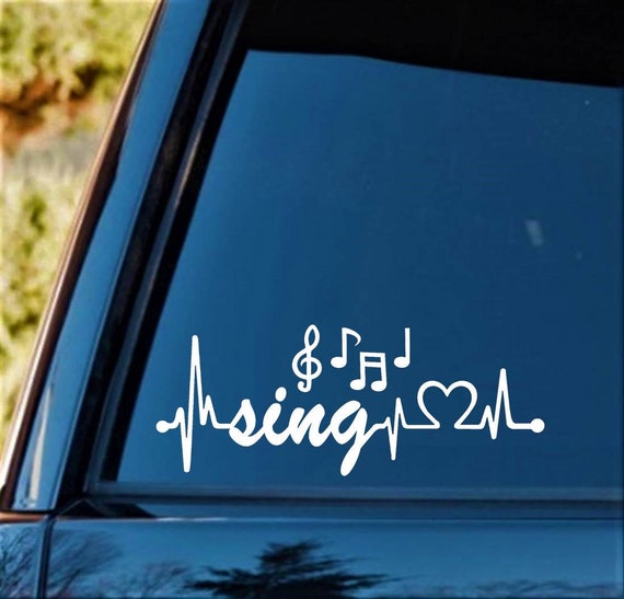 Sing Music Notes Heartbeat Decal Sticker Marching Band Guitar | Etsy