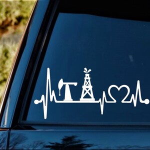 Oilfield Pumpjack Oil Rig Decal Sticker | Pumpjack Heartbeat Decal ...