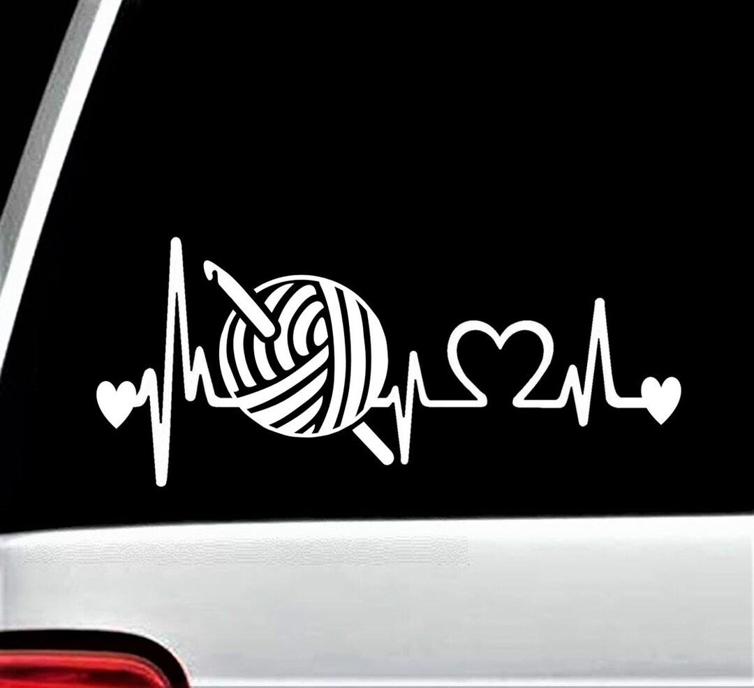 Crochet Hook Yarn Heartbeat Lifeline Decal Sticker | BG 610 - Etsy