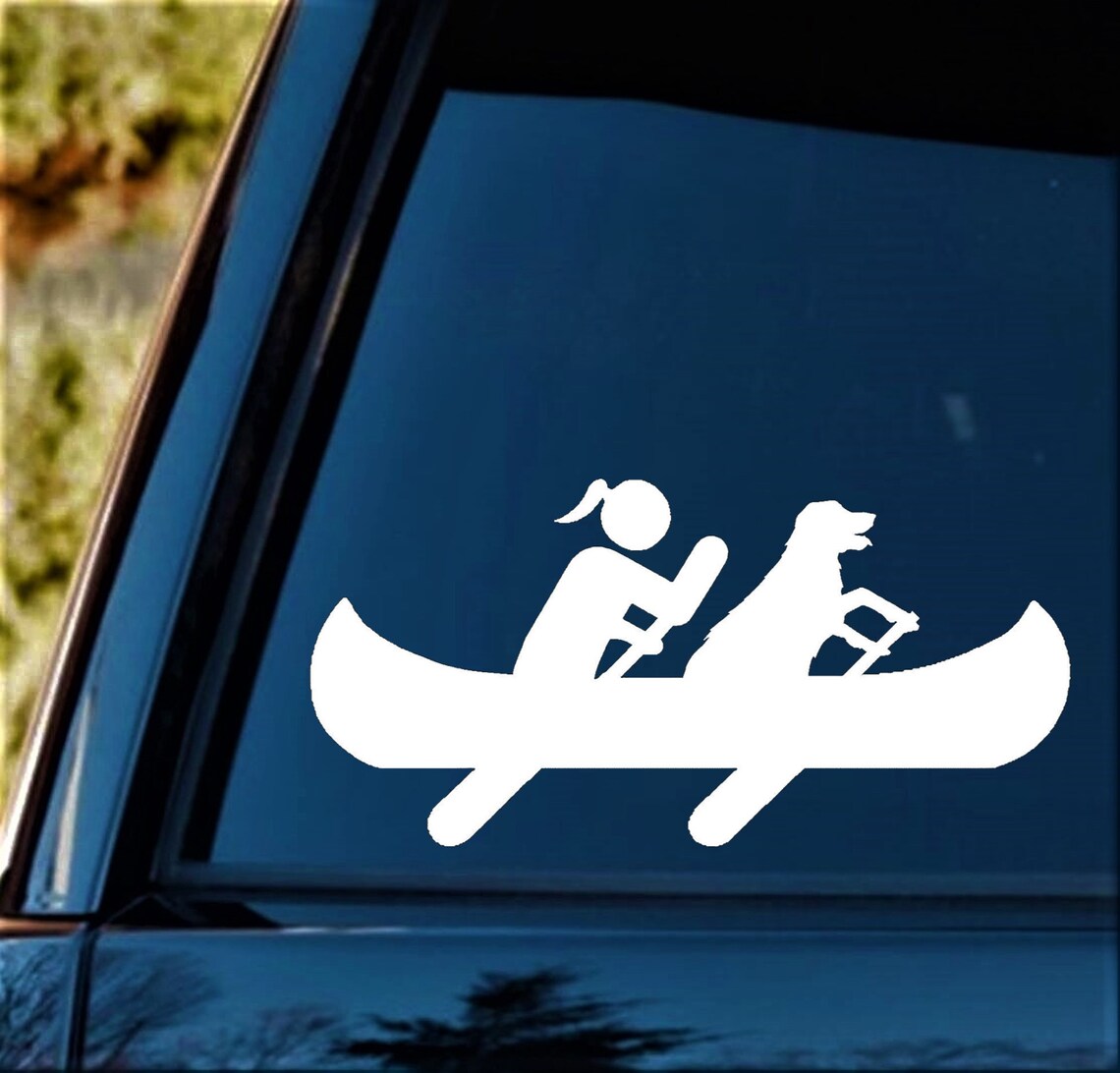 Girl and Dog Rowing Canoe Kayak Decal Sticker M1150 - Etsy