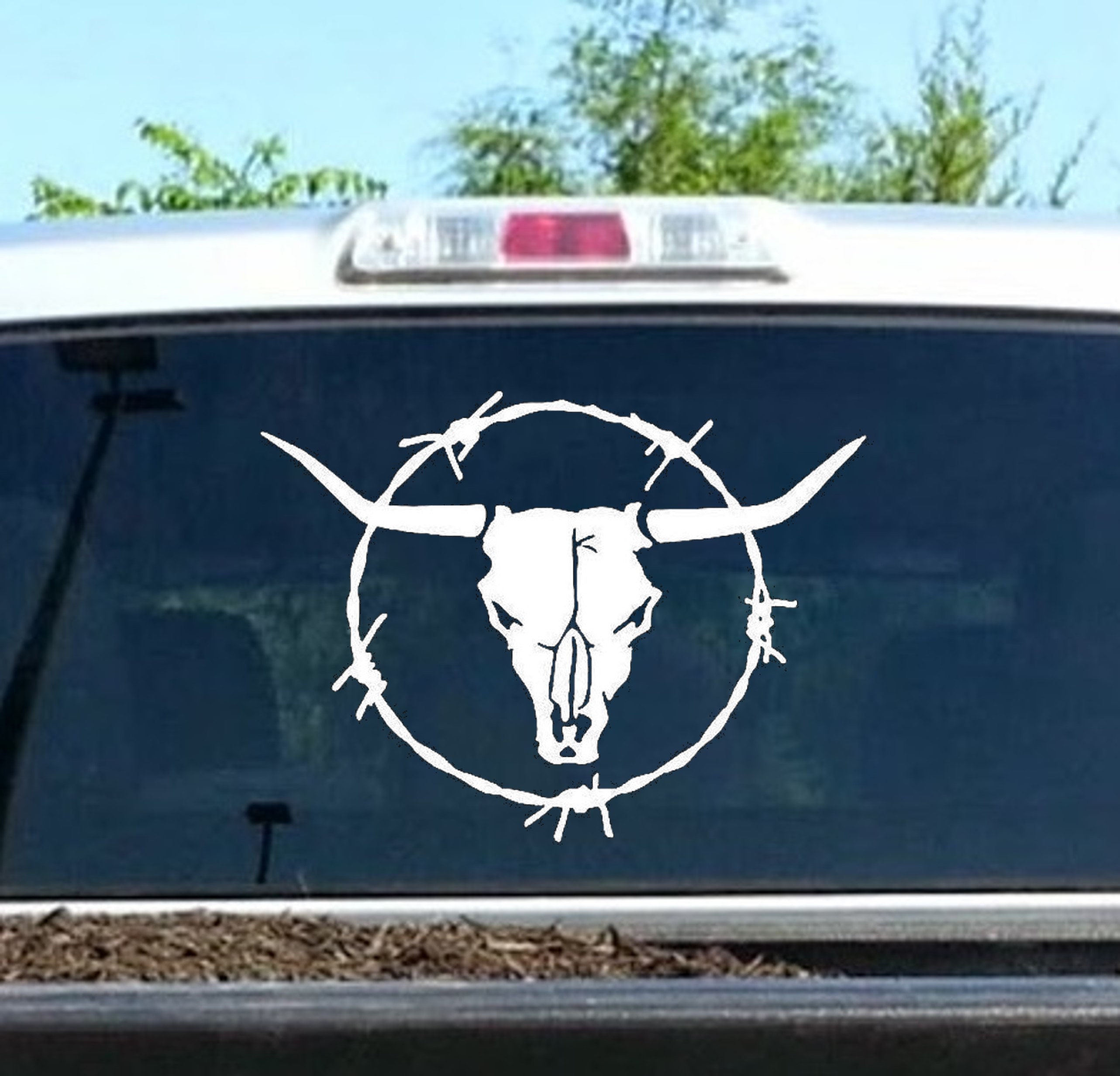 Longhorn Bull Cow Skull Barb Barbed Wire Western Rodeo Decal Sticker ...