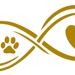Gold Infinity Paws Heart Decal Sticker for Car Window Dog Cat Mom Pet ...