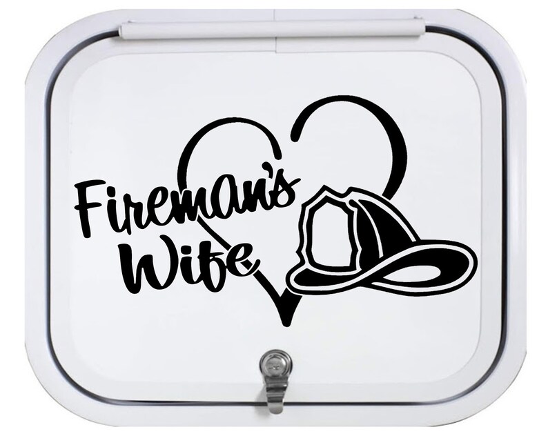 Firemans Wife Decal | Fireman Helmet Heart Decal Sticker | Firefighter ...