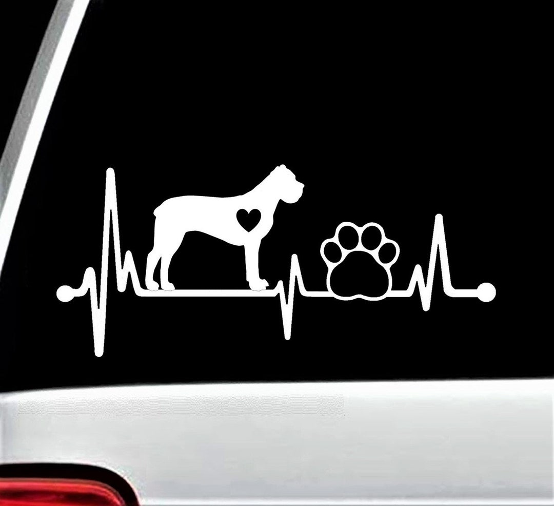 Cane Corso Heartbeat Lifeline Paw Decal Sticker for Car Window 8 Inch ...