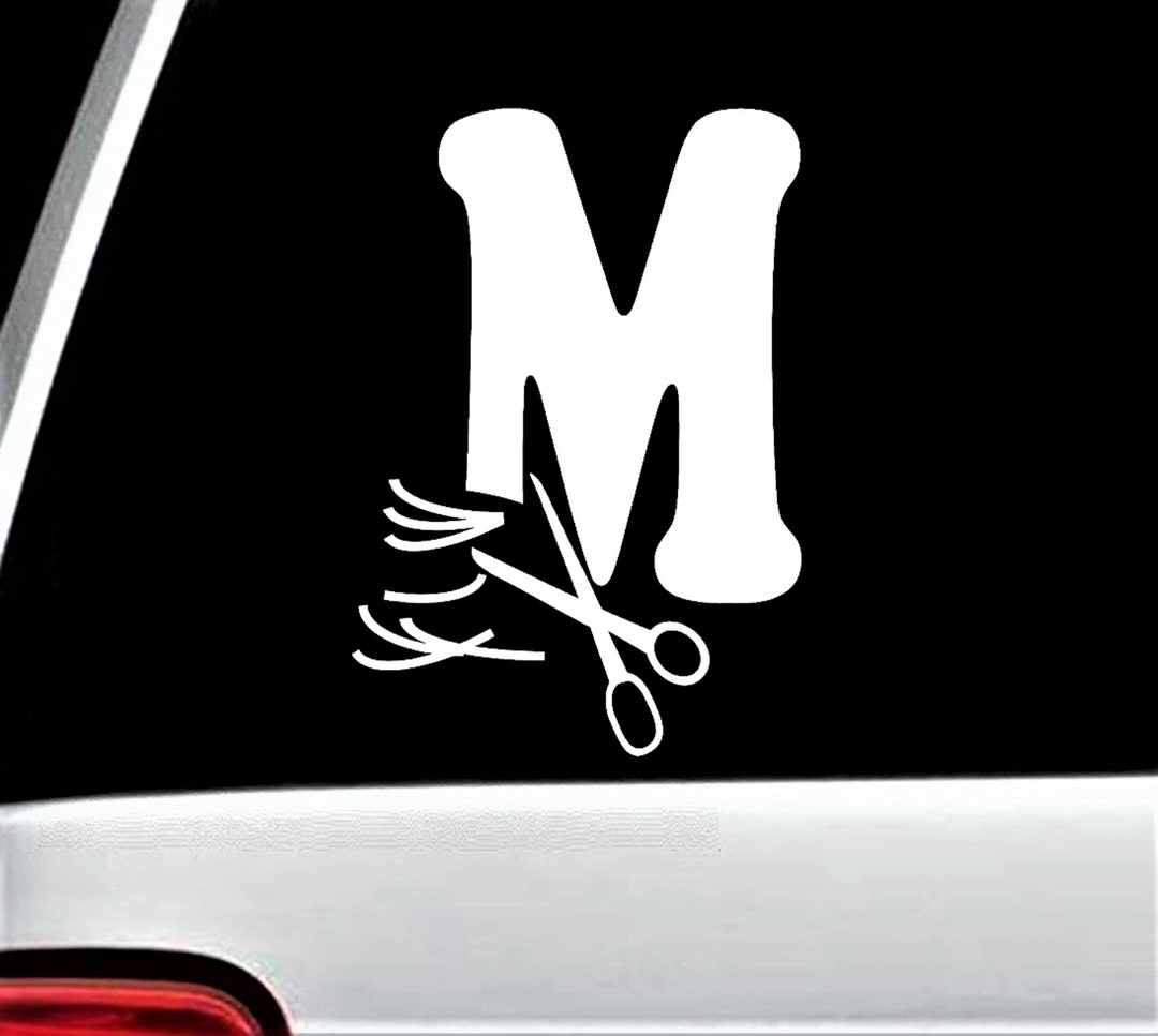 Letter M Scissors Hair Stylist Hairdresser Hairstylist Decal Sticker ...