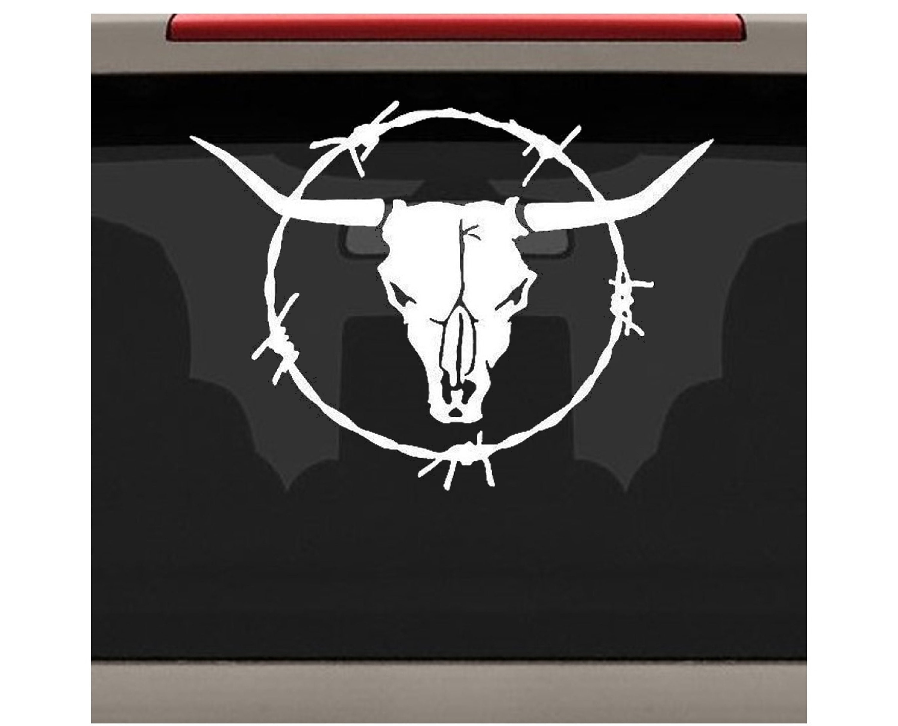 Longhorn Bull Cow Skull Barb Barbed Wire Western Rodeo Decal | Etsy