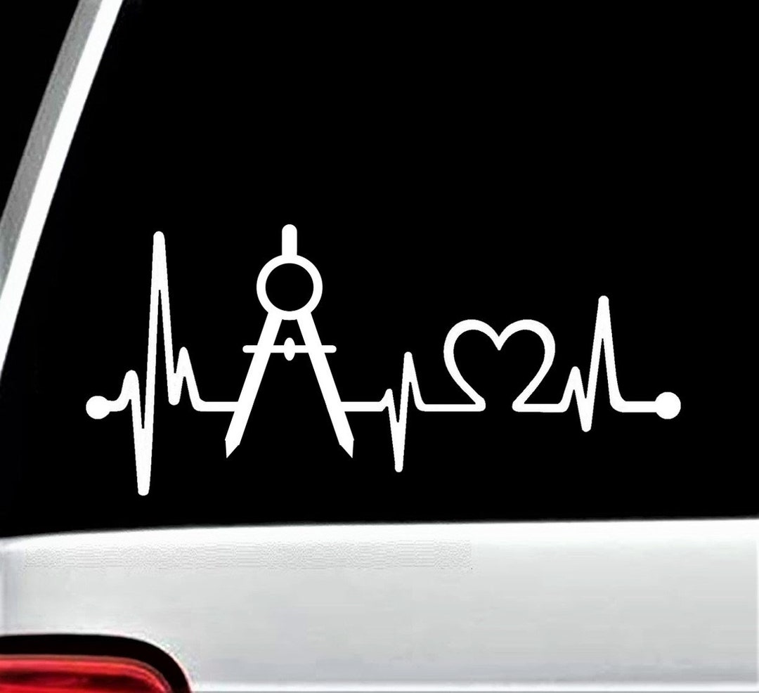 Architect Decal Sticker | Architect Compass Heartbeat Lifeline for Car ...