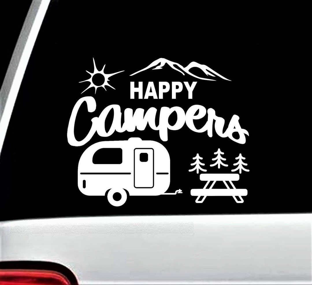 Happy Campers Teardrop Camper Camping Travel Trailer Decal Sticker for ...