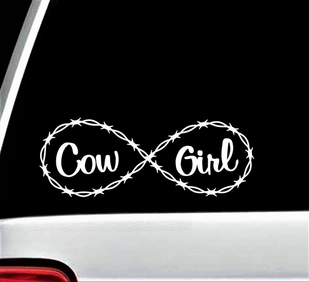 Cowgirl Barbed Wire Infinity Decal Sticker for Car Window 8.0 Inch BG ...