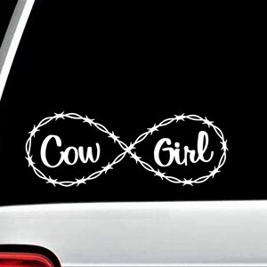 Cowgirl Barbed Wire Infinity Decal Sticker for Car Window 8.0 Inch BG ...