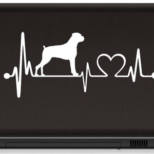 Boxer Decal for Car Window | Boxer Natural Ears Dog Heartbeat Lifeline ...