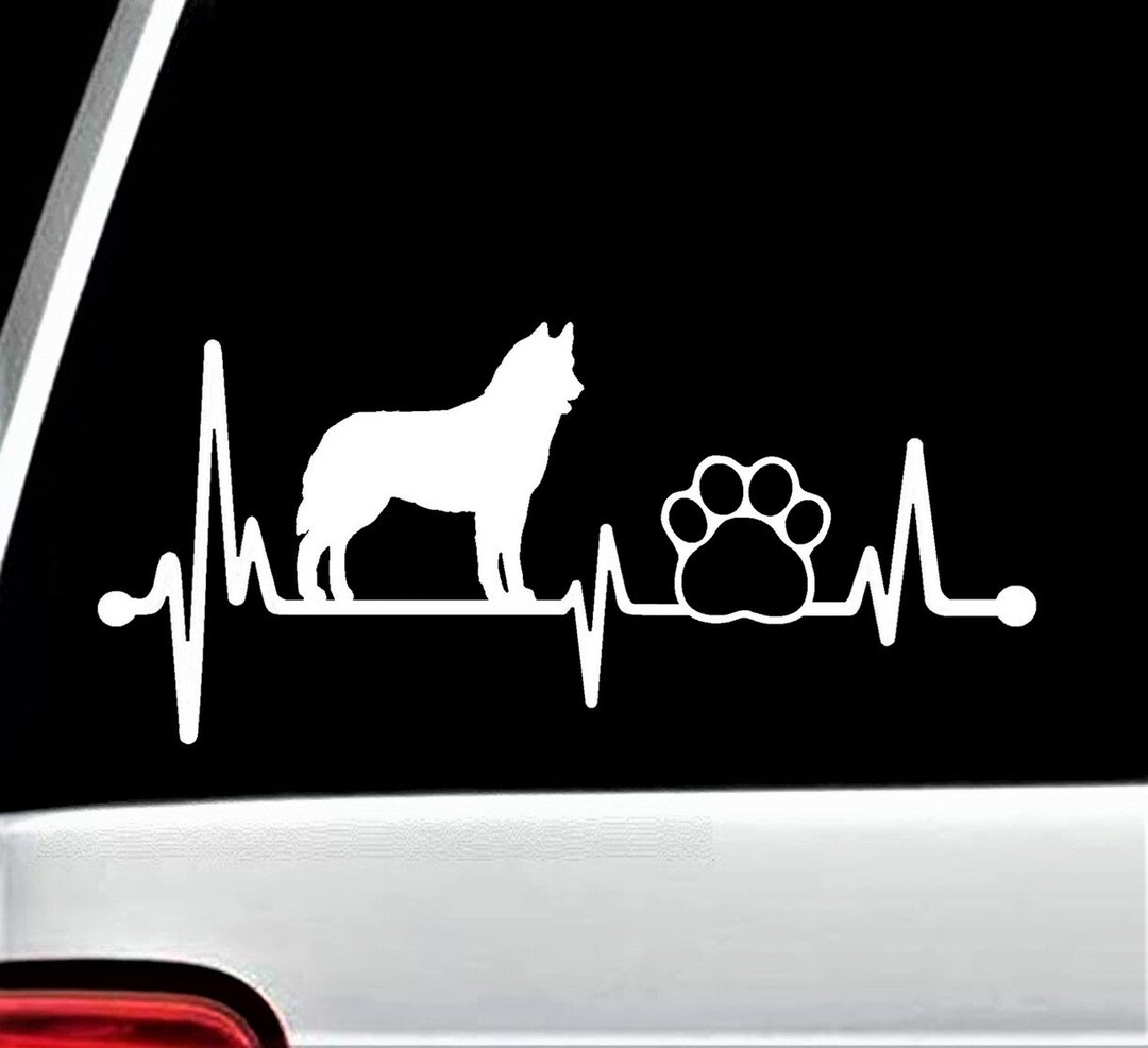 Husky Heartbeat Lifeline Dog Paw Decal Sticker for Car Window 8 Inch BG ...