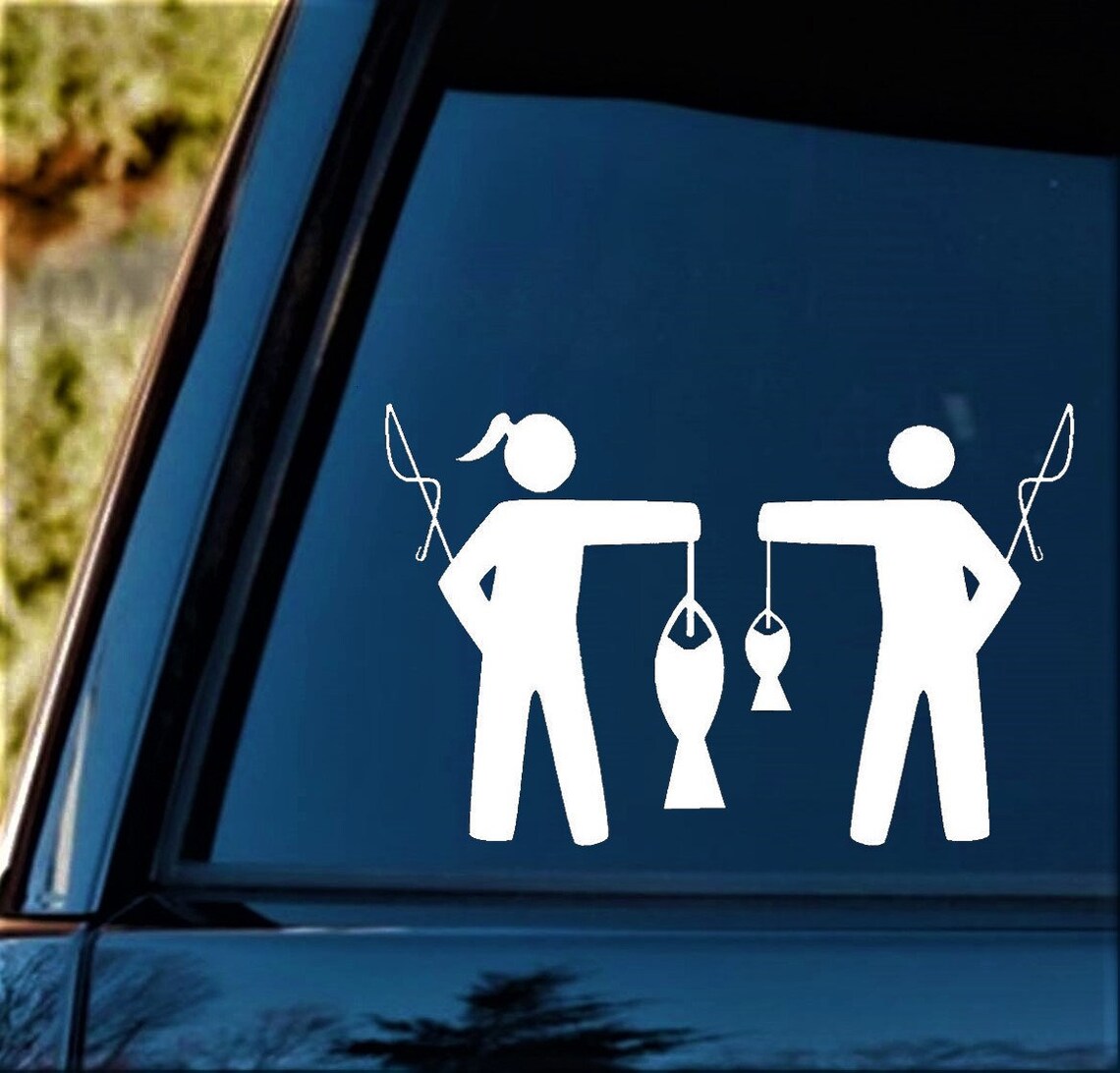 Girl and Guy Funny Fishing Decal Sticker for Car Window L1044 - Etsy