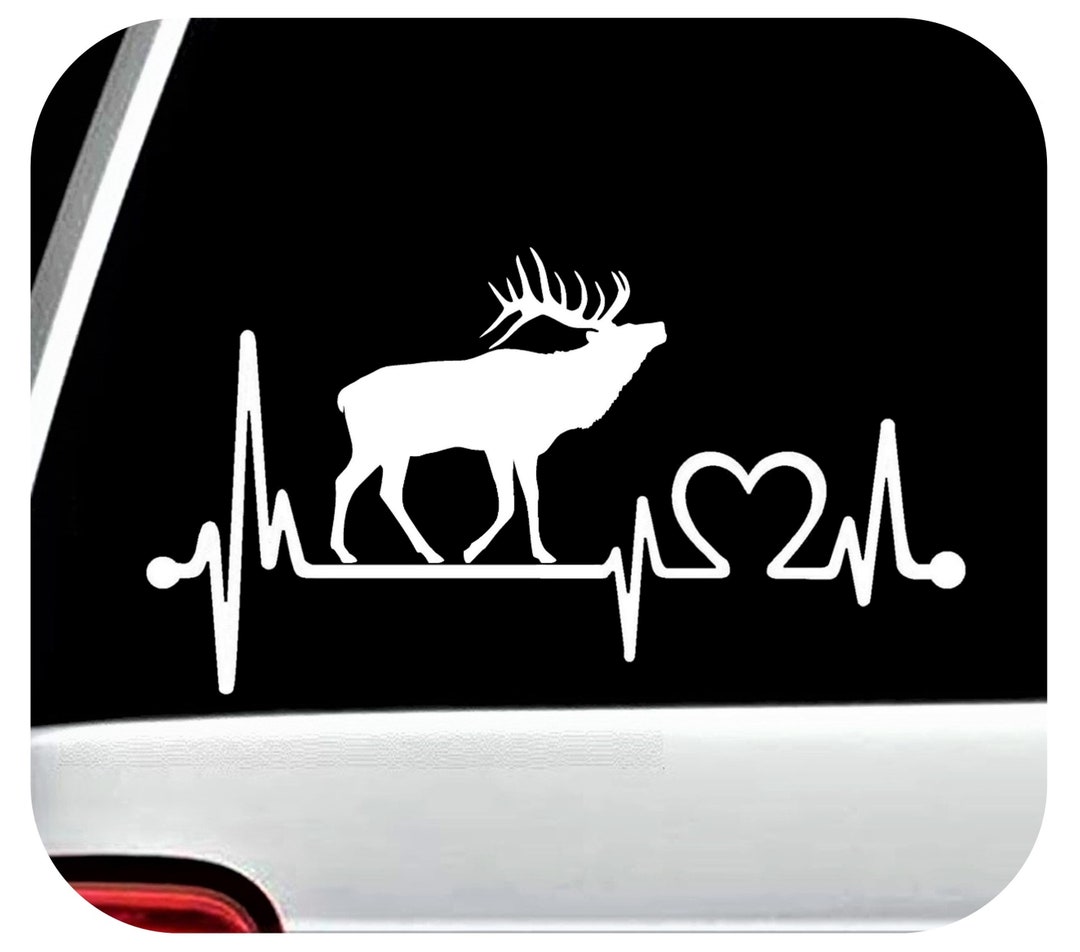 Elk Heartbeat Lifeline Decal Sticker for Car Window Deer Antlers Rack ...