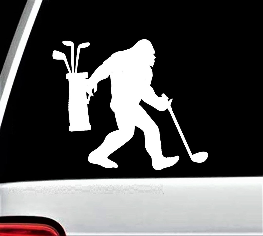Bigfoot Golfer Decal | Sasquatch Golfing With Golf Bag and Club Decal ...